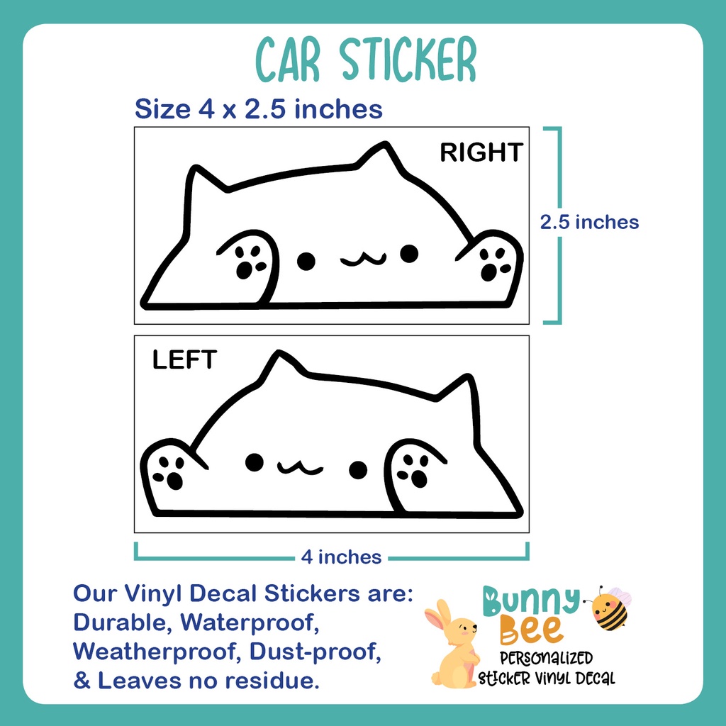 Bongo Cat Cute Car Window Sticker Decal Waterproof | Shopee Philippines