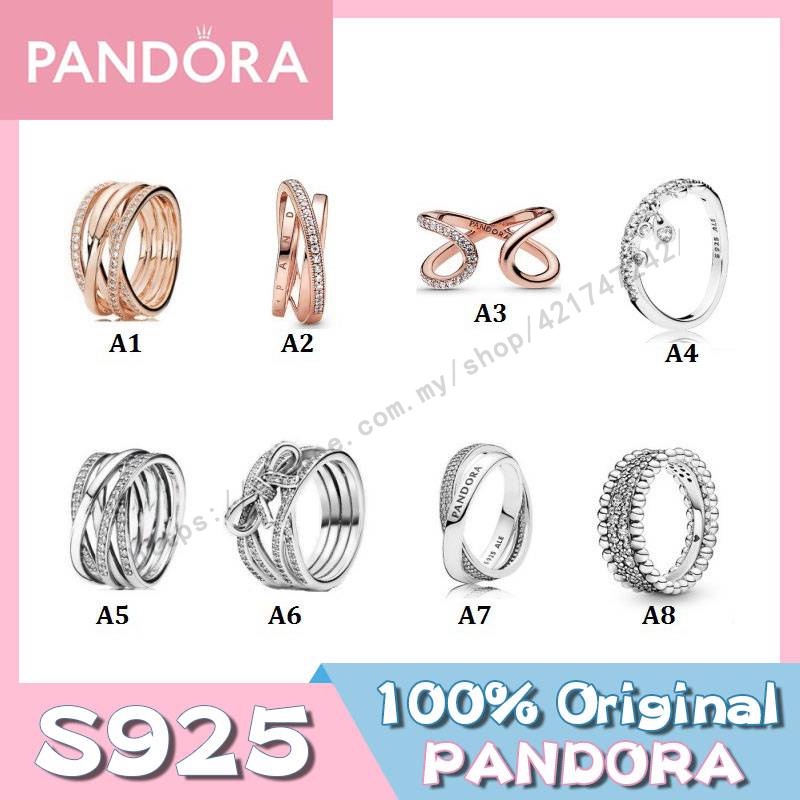 S925 pure silver Rose gold Crossover Pavé Triple Band Ring crystal ring ...