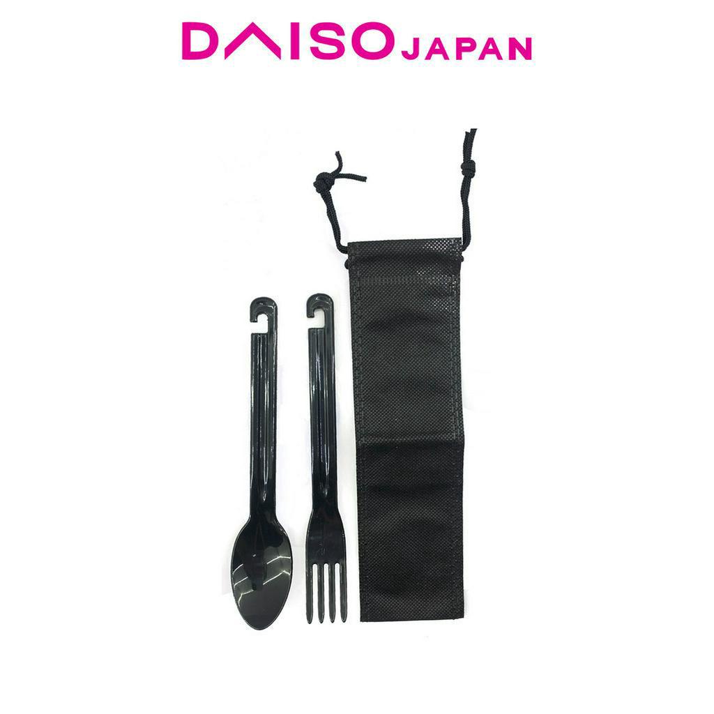 Daiso Spoon and Fork Tongs with Drawstring Bag (1 pair) | Shopee ...