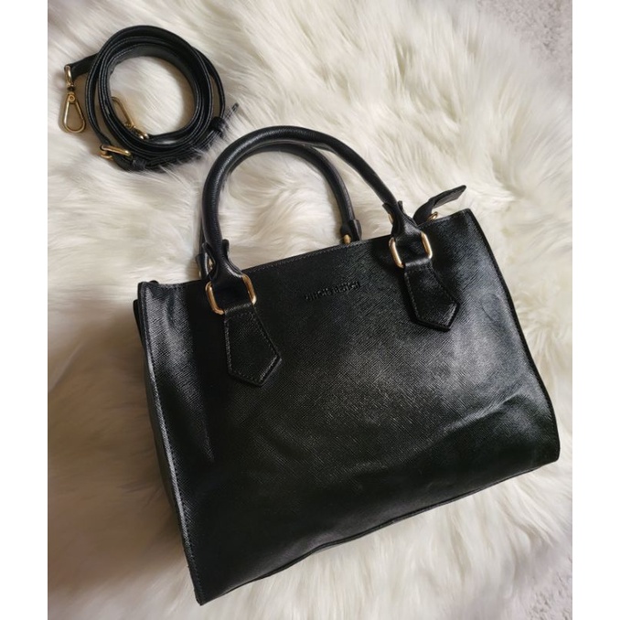 Vincis Bench Black Leather Small Satchel with Sling | Shopee Philippines