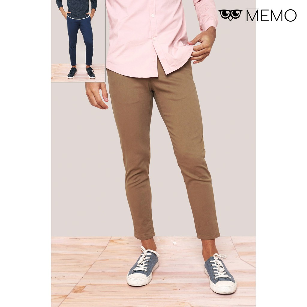 Memo Super Skinny Trousers For Men (Brown/Navy Blue) | Shopee Philippines