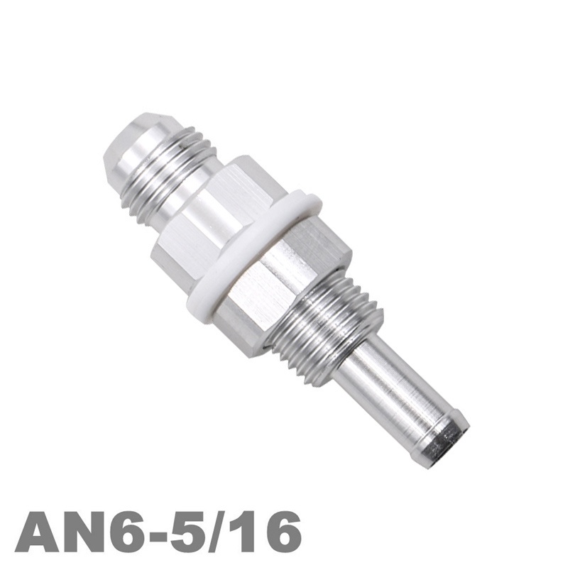 6AN Straight to 5 / 16inch Hose Barb Double Fuel Pump Tank Fitting Bulkhead Adapter Fitting Hose ...
