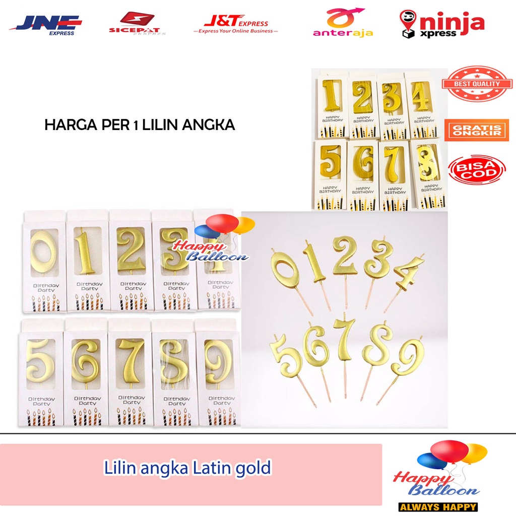 LILIN Birthday Candles Numbers gold Color latin model Shiny Unit ...