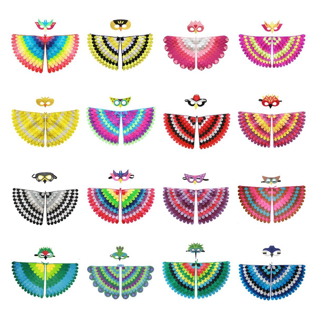 Halloween Cosplay Costume Birds Wing W/ Mask Kids Children Fancy Animal ...