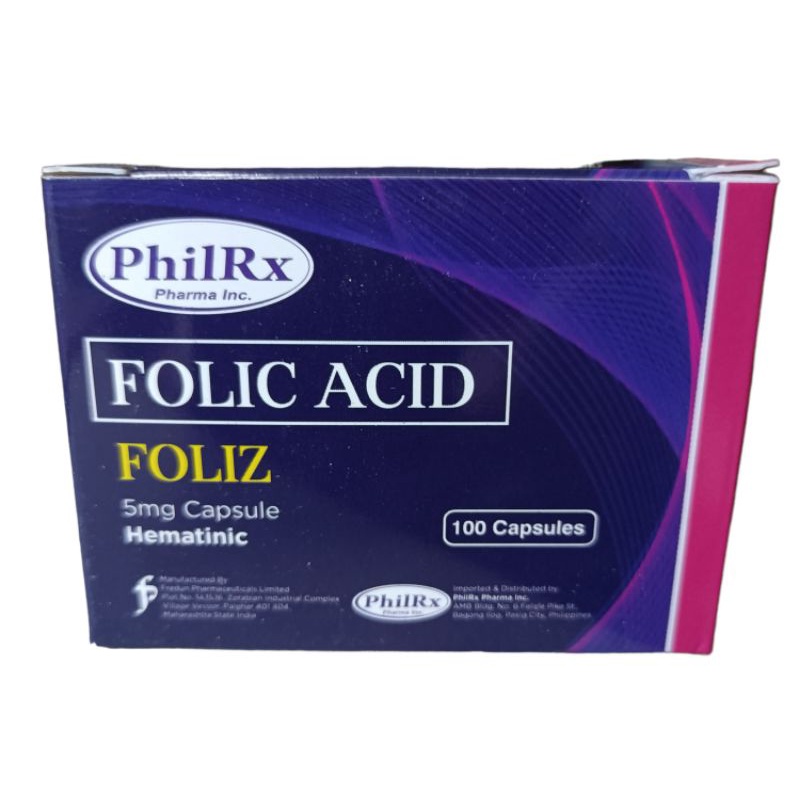 FOLIZ Folic Acid 5mg 100capsules 2025 expiry | Shopee Philippines
