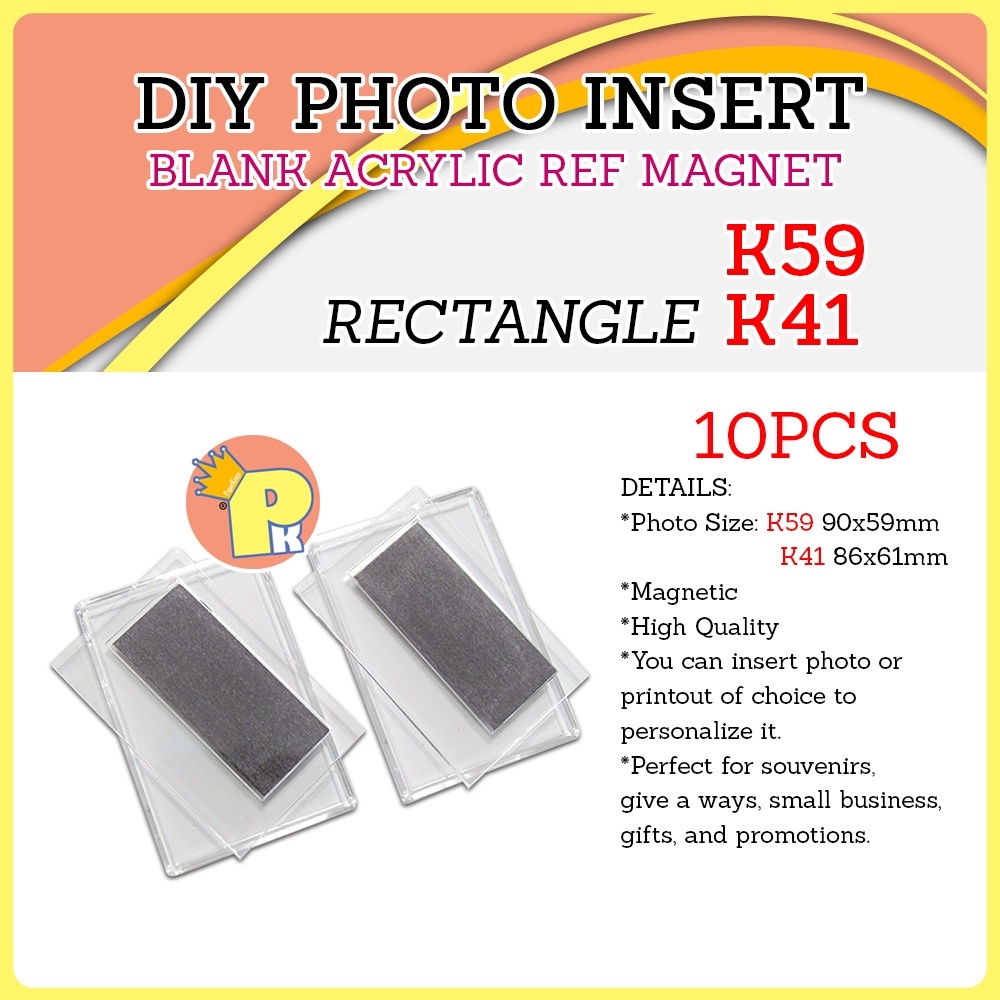 10 pcs Photo Insert Acrylic Ref Magnet - Rectangle ( individually ...