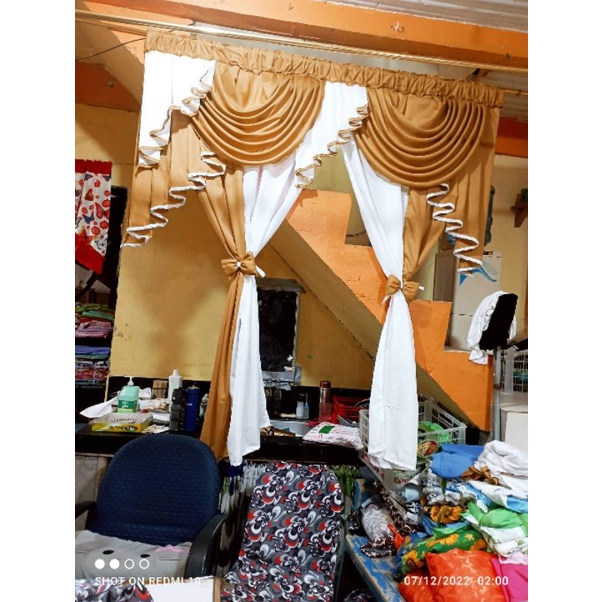 elegant swag curtains w/jaboot (geena fabric) | Shopee Philippines