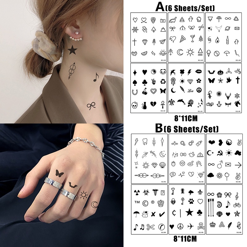 【MOON】6 Sheets/Set Small Tattoo Sticker Waterproof Long Lasting ...