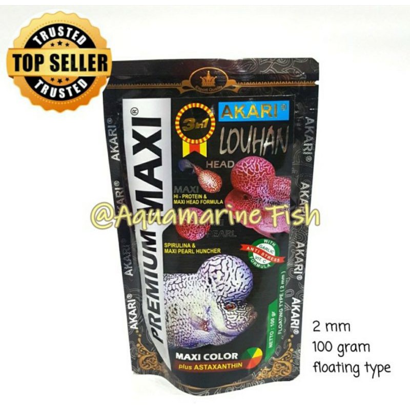 Akari Premium Maxi louhan 100gr Fish food pellets flowerhorn pearl ...