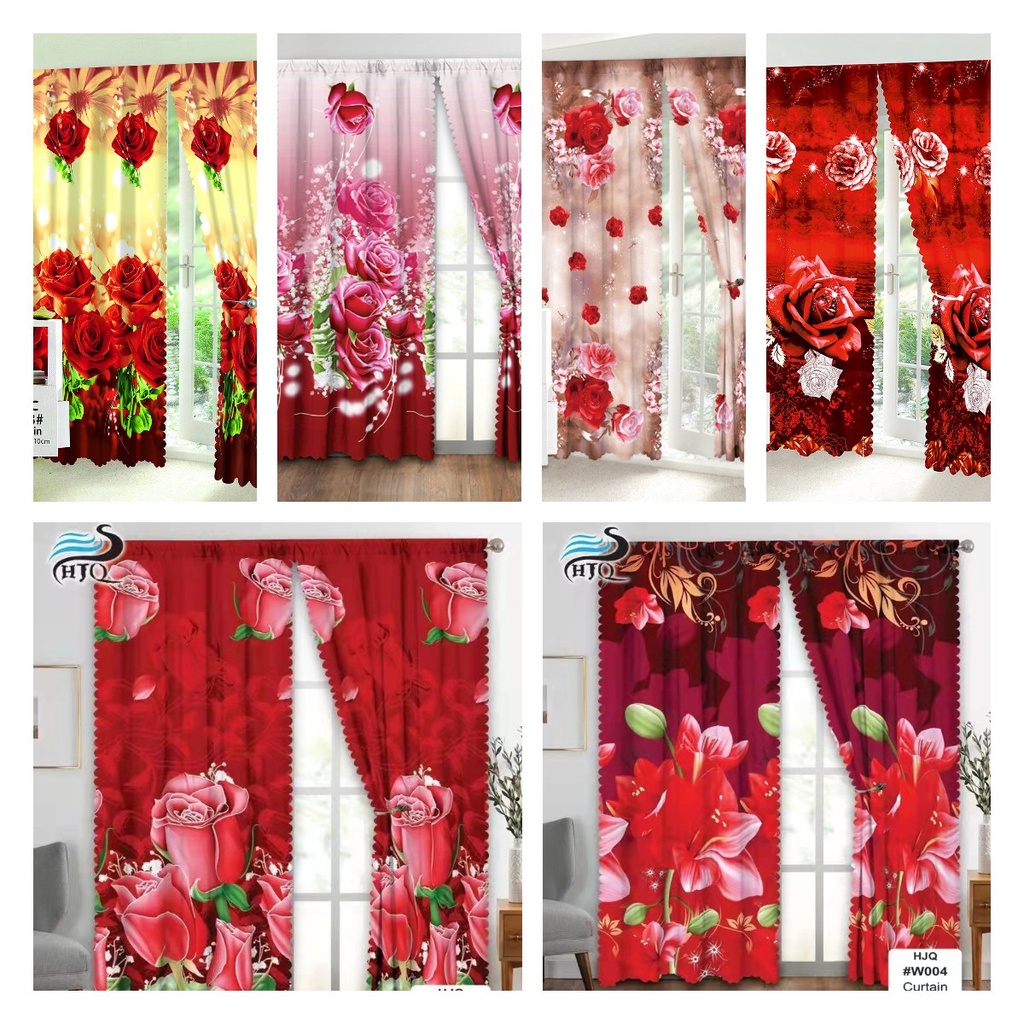New Rose Red Curtain Sale for Window (100*210 CM) Flower Curtain ...