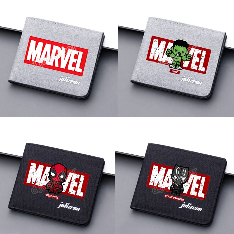 Marvel Short Wallet Canvas Men's Folding Wallet Super Hero Print Cash ...