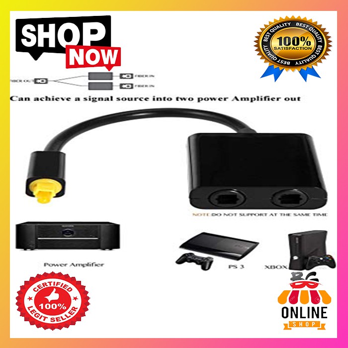 Toslink Optical Fiber Audio Splitter Male 1 To 2 Female Cable Adapter ...