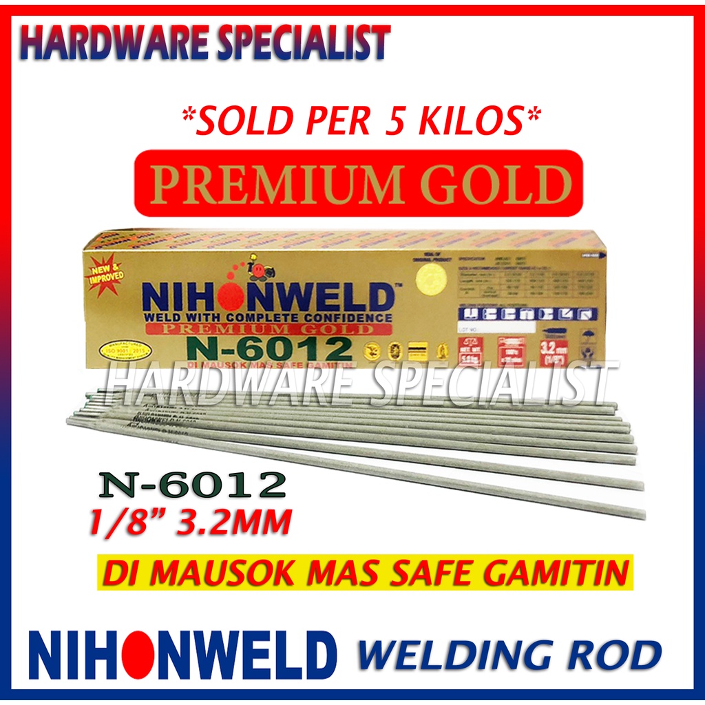 Nihonweld Welding Rod 1/8" 3.2mm PREMIUM GOLD *SOLD PER 5 KILOS ...