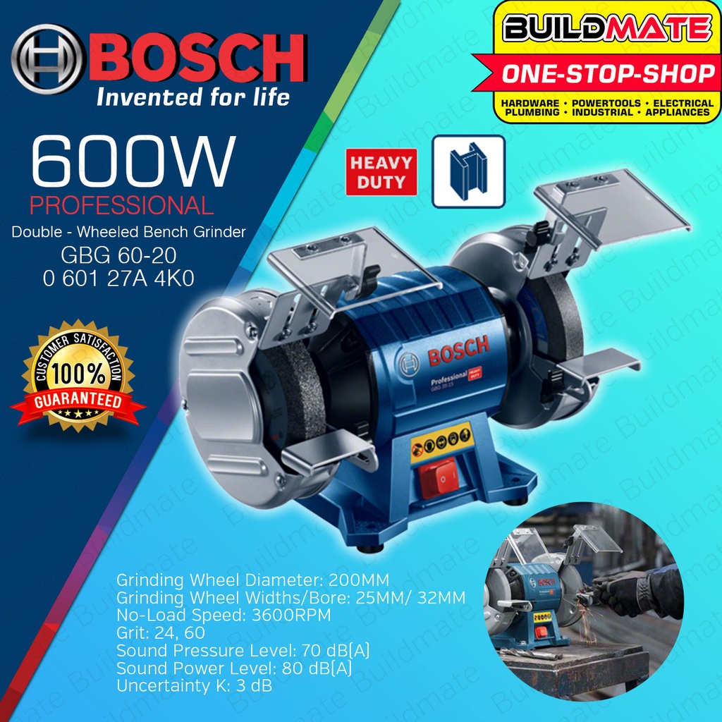 Buildmate x BOSCH 600W 8 Inches Bench Grinder 200mm with Grinding Wheel ...