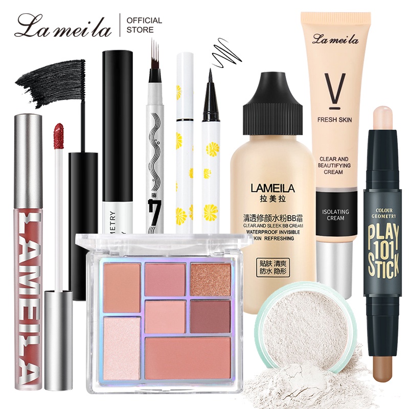 Lameila Makeup Set Isolation Cream Bb Contouring Stick Lipstick Mascara ...