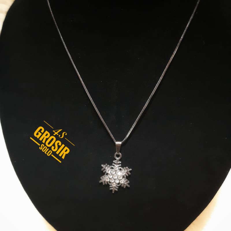 Silver snow diamond pendant necklace / rhodium necklace anti-rust ...