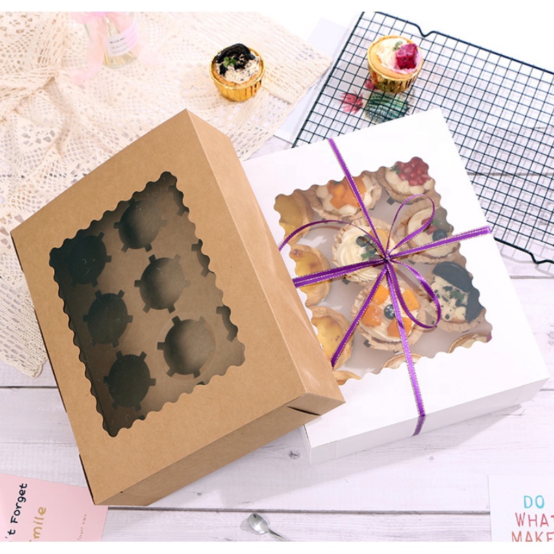 10pcs Cupcake Boxes with Inserts Holder Bakery Pastry Boxes with ...