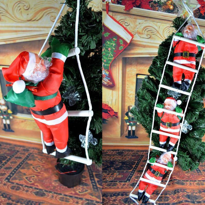 Santa Climbing On Rope Ladder Indoor/Outdoor Christmas Garden ...