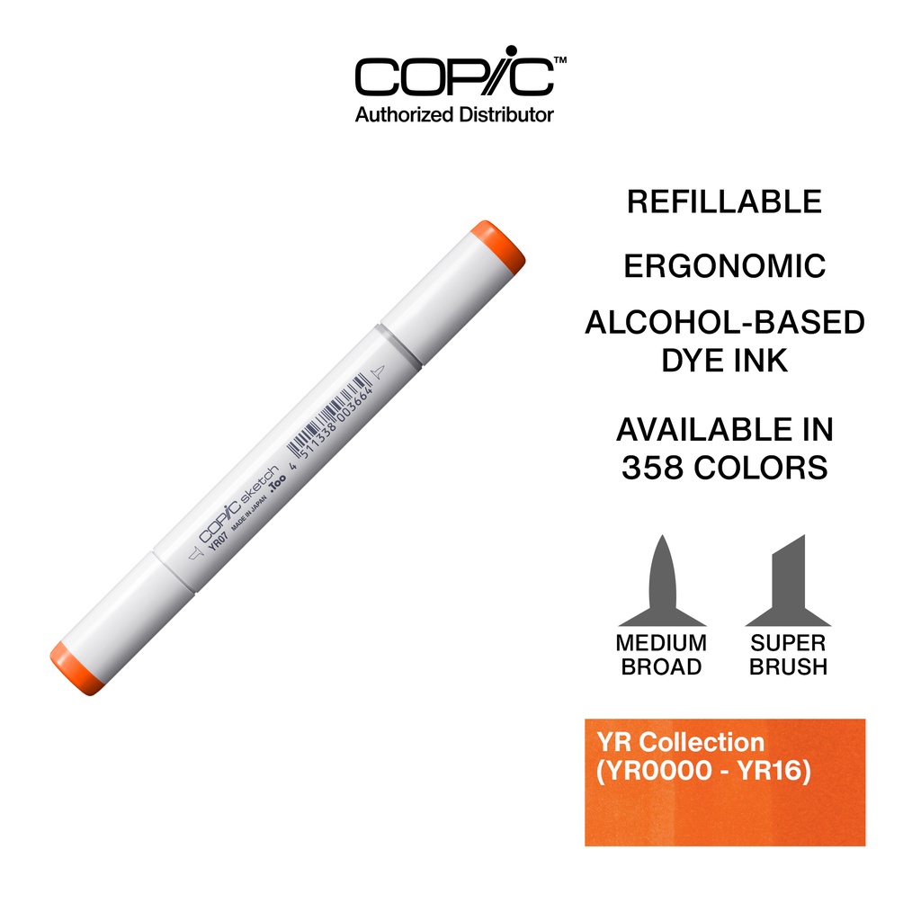 Copic Sketch Marker YR (Yellow Red) Collection A (YR0000-YR16) | Shopee ...