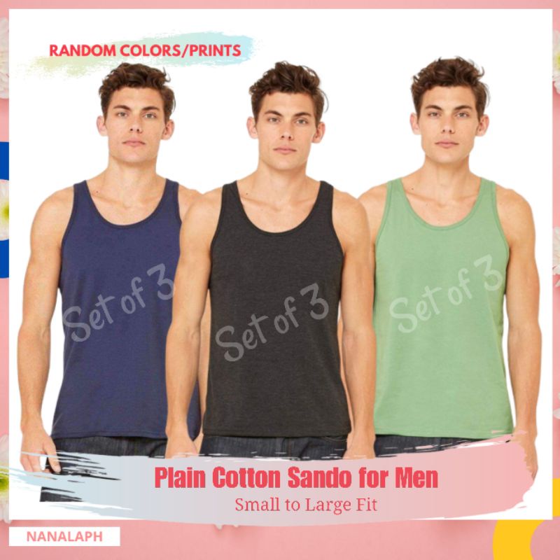 SET OF 3 !!!-Plain Cotton Tank Tops Sando for Men [Small to Large ...