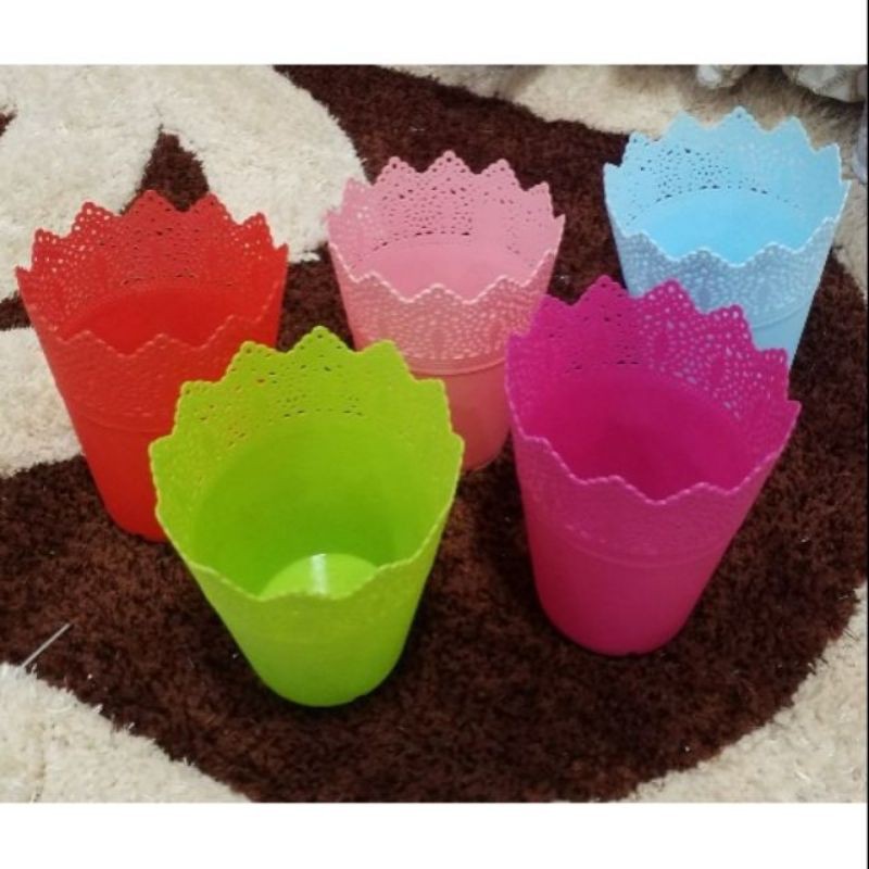 Plastic Flower Pot Crown Round 10x14cm (M) | Shopee Philippines