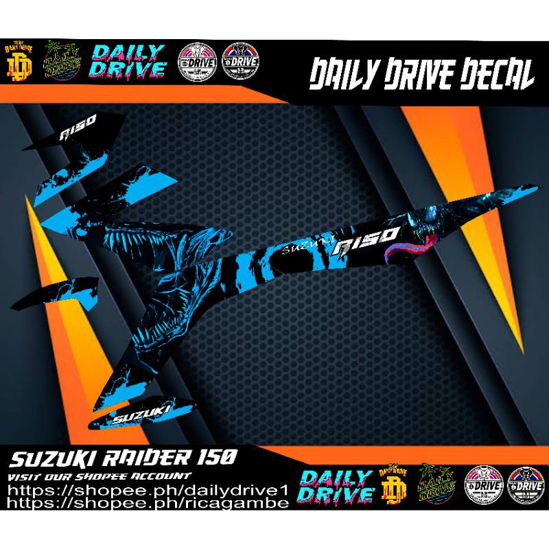 Suzuki Raider 150 Fi Decal Sticker ( venom design , baby blue) | Shopee ...