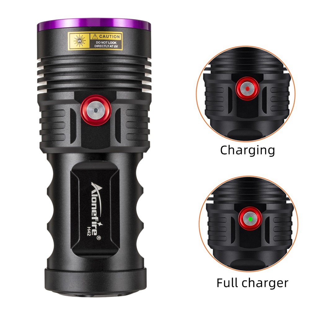 Alonefire H42Uv Ultra-High Power Uv Flashlight Black Mirror 365Nm 60W ...