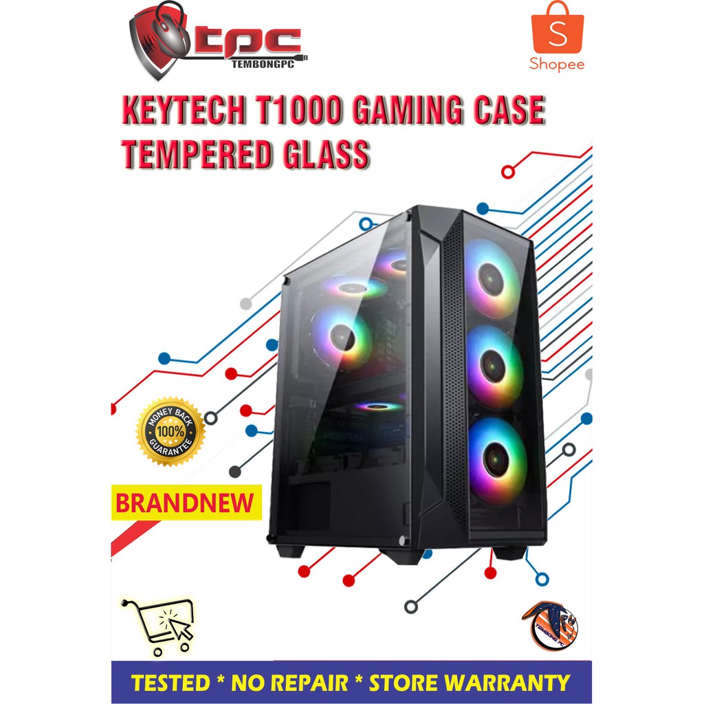 GAMING CASE T1000 KEYTECH TERMINATOR SERIES VERTICAL GPU CAPABLE ...