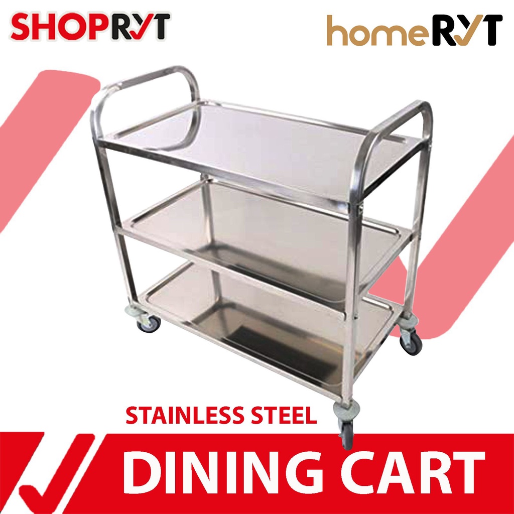 Kitchen Trolley 3-Layered Stainless Steel Utility Cart Food Service ...
