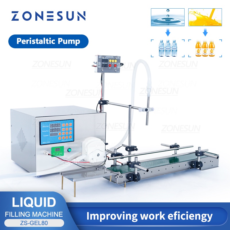 ZONESUN Benchtop Automatic Peristaltic Pump Bottled Water Liquid Juice Volumetric Filling ...