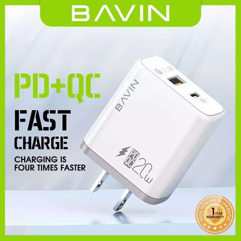 BAVIN PC828 Wall Charger 20W PD Super Fast Charger USB-C Port Portable ...