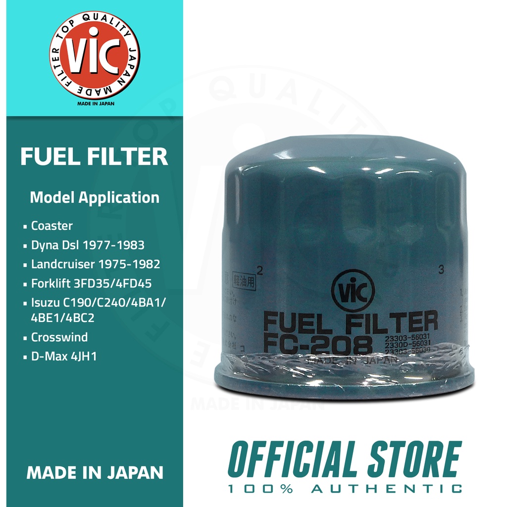 VIC Fuel Filter FC-208 for Toyota Coaster , Dyna Dsl 77-83, Landcruiser ...