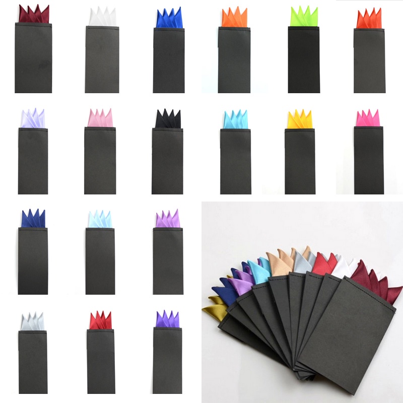 Luxury Men's Pre-folded Pocket Square Solid White Black Blue ...