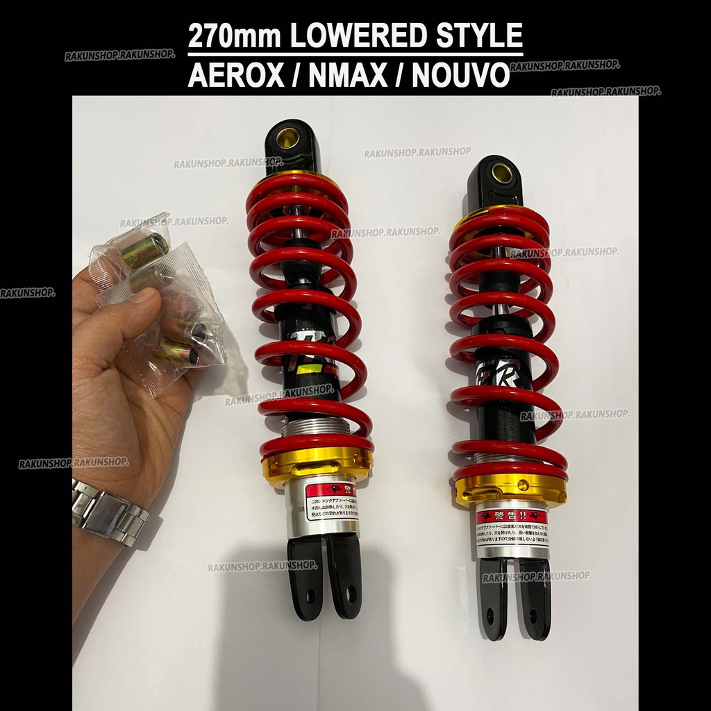 Aerox V1 V2 Nmax V1 V2 Nouvo 2 pcs Set Rear RED Shock 270mm Lowered Style Plug and play | Shopee ...