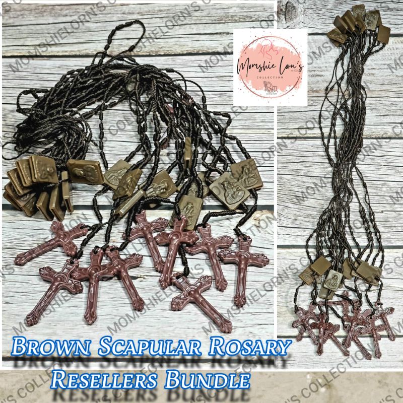 Mount Carmel Plastic Brown Scapular Rosary (RESELLER'S BUNDLE 10PCS ...