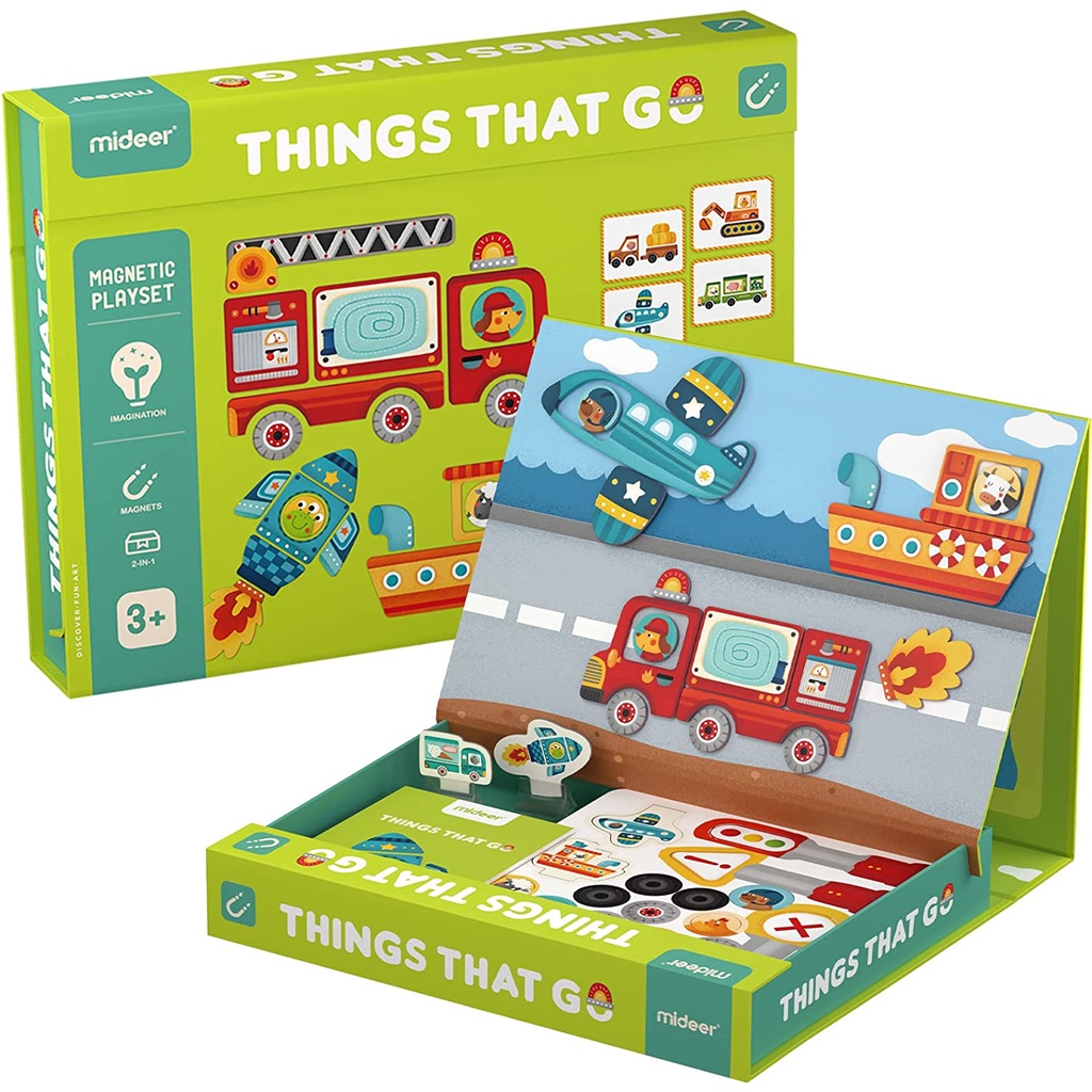 MIDEER 2in1 Magnetic Playset Things That Go Board Game Educational ...