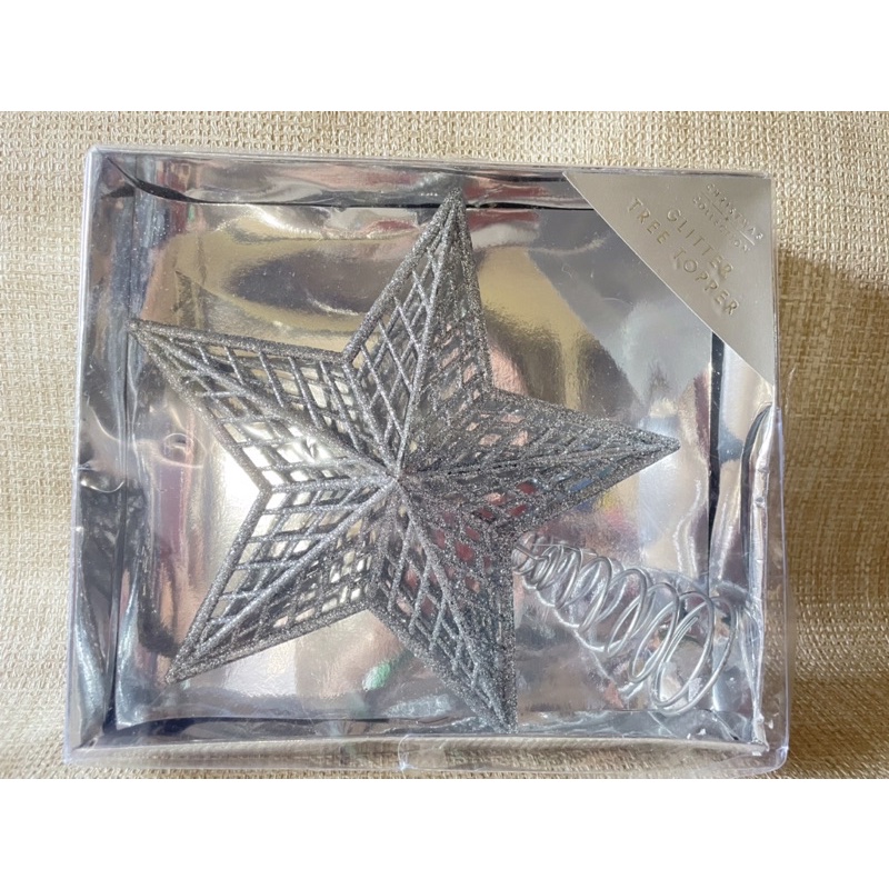 Christmas Collection Glitter Tree Silver Star Topper Decor | Shopee ...