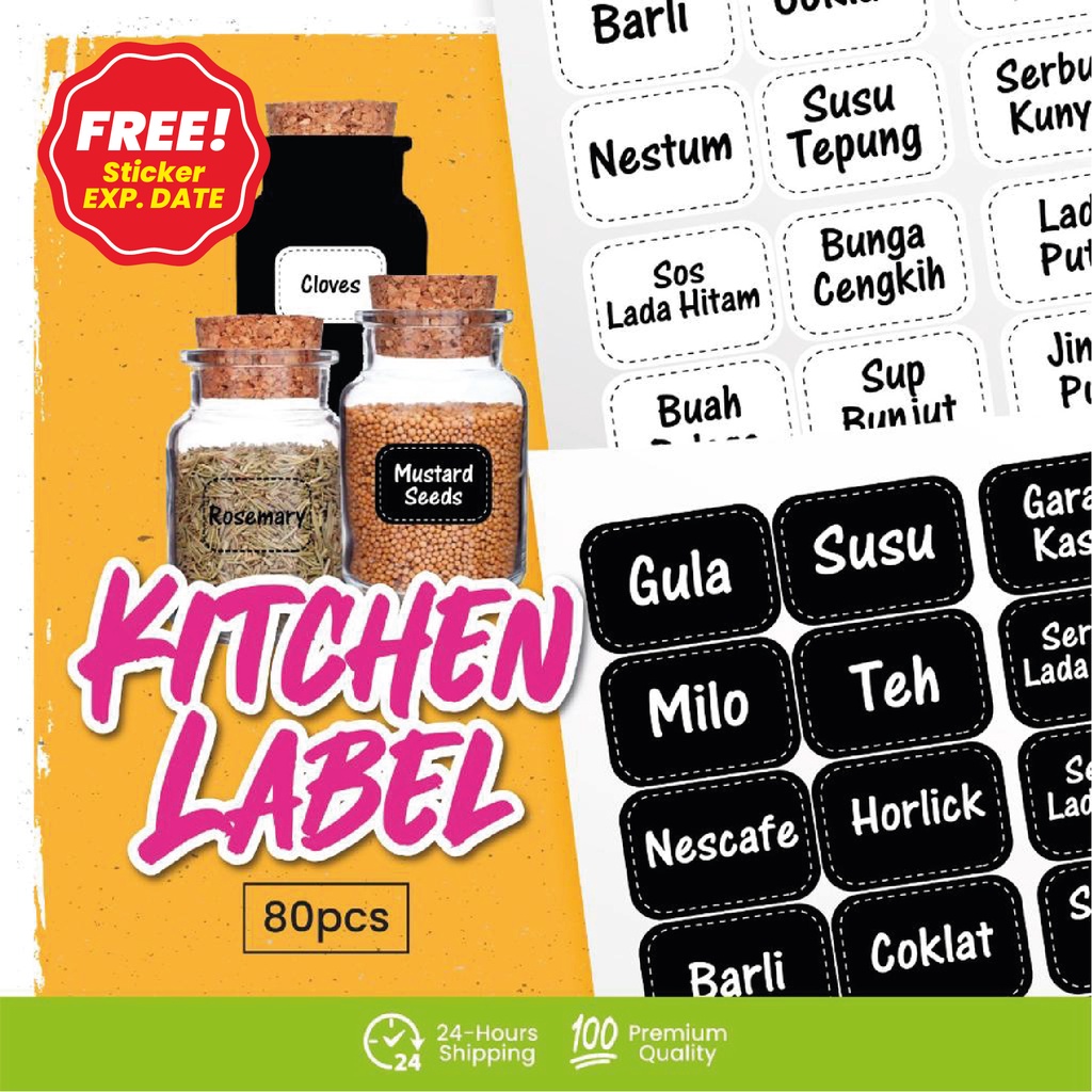 Black, White,Transparent Sticker Dapur 80 Pcs | Shopee Philippines