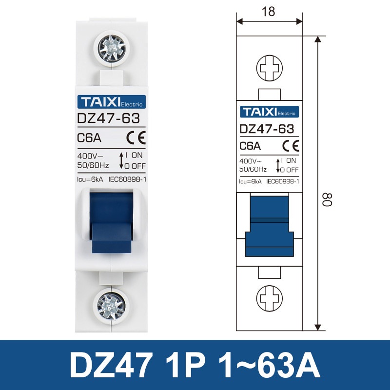 MCB DZ47-63 1P 2P 3P 4Pole Miniature Circuit Breaker DZ47 60Hz 10A 16A 20A 25A 40A 63A C type ...
