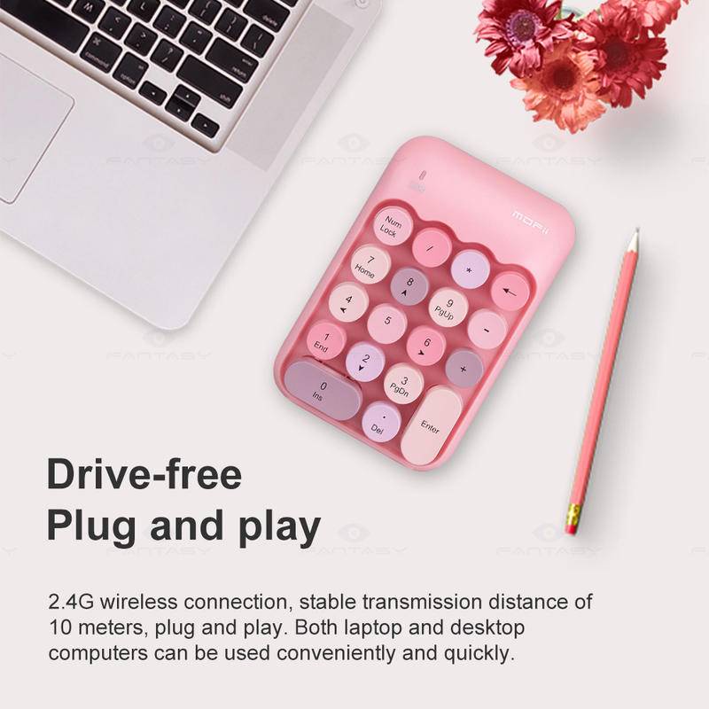 Mixed Color Wireless Numeric Keyboard Portable Numeric Keyboard with 18 ...