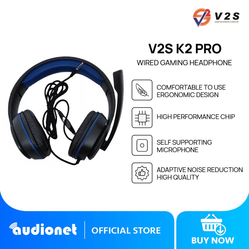 V2S K2 Pro Wired Gaming Headphone With Headset Stereo 3.5mm Microphone ...