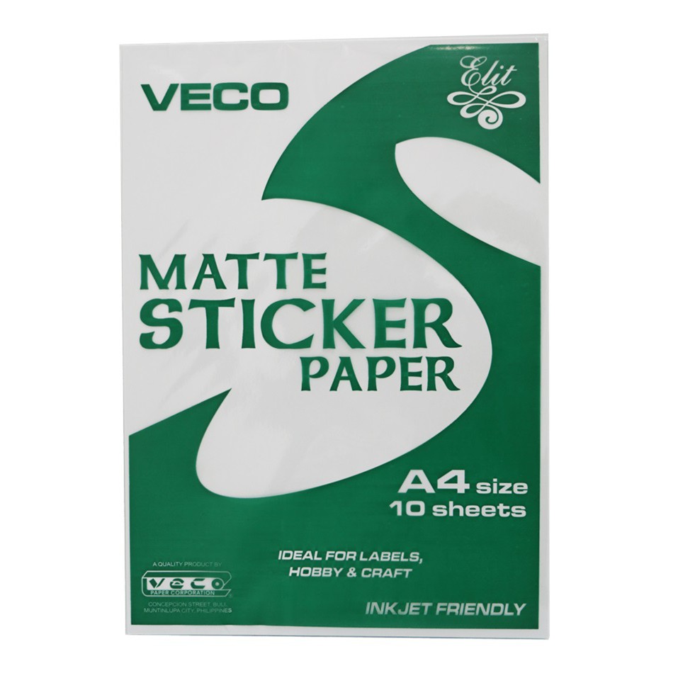 ELIT / VECO Sticker Paper matte, glossy, satin10sheets A4 size | Shopee ...