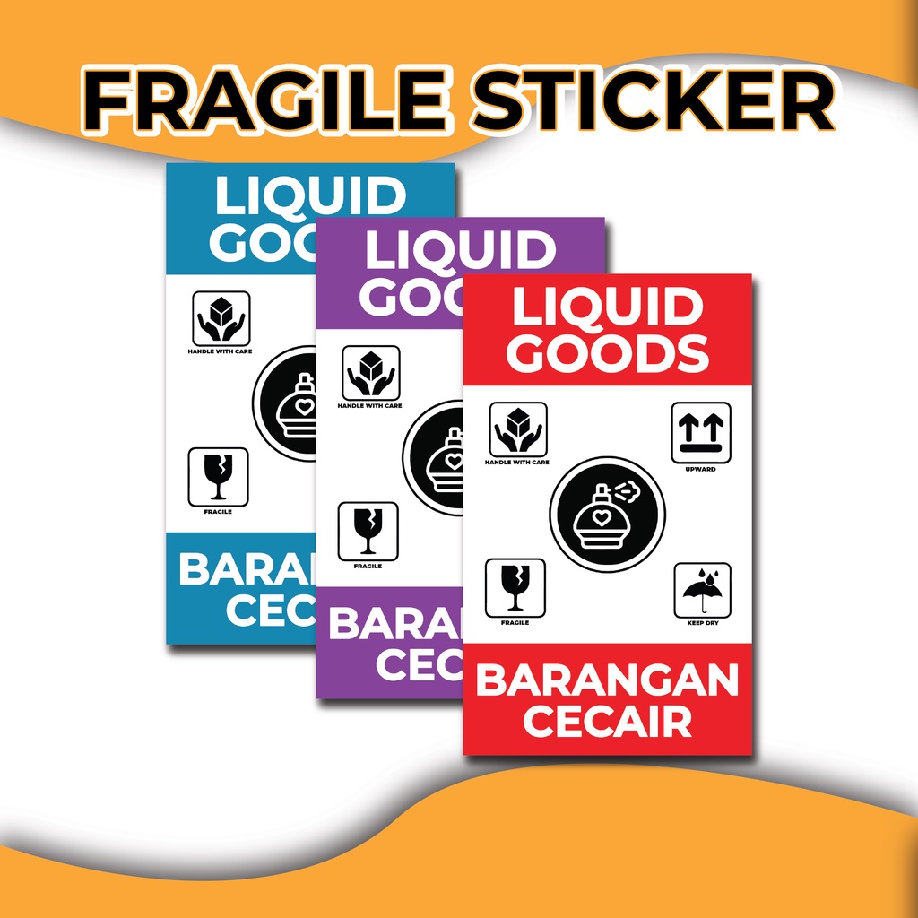 BUY 10 FREE 2 Sticker Fragile BARANGAN CECAIR Fragile Stiker LIQUID ...