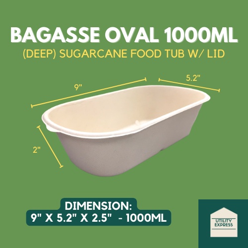 (10pcs) Bagasse Sugarcane Containers/Natural ( Clamshell / Oval Tub ...