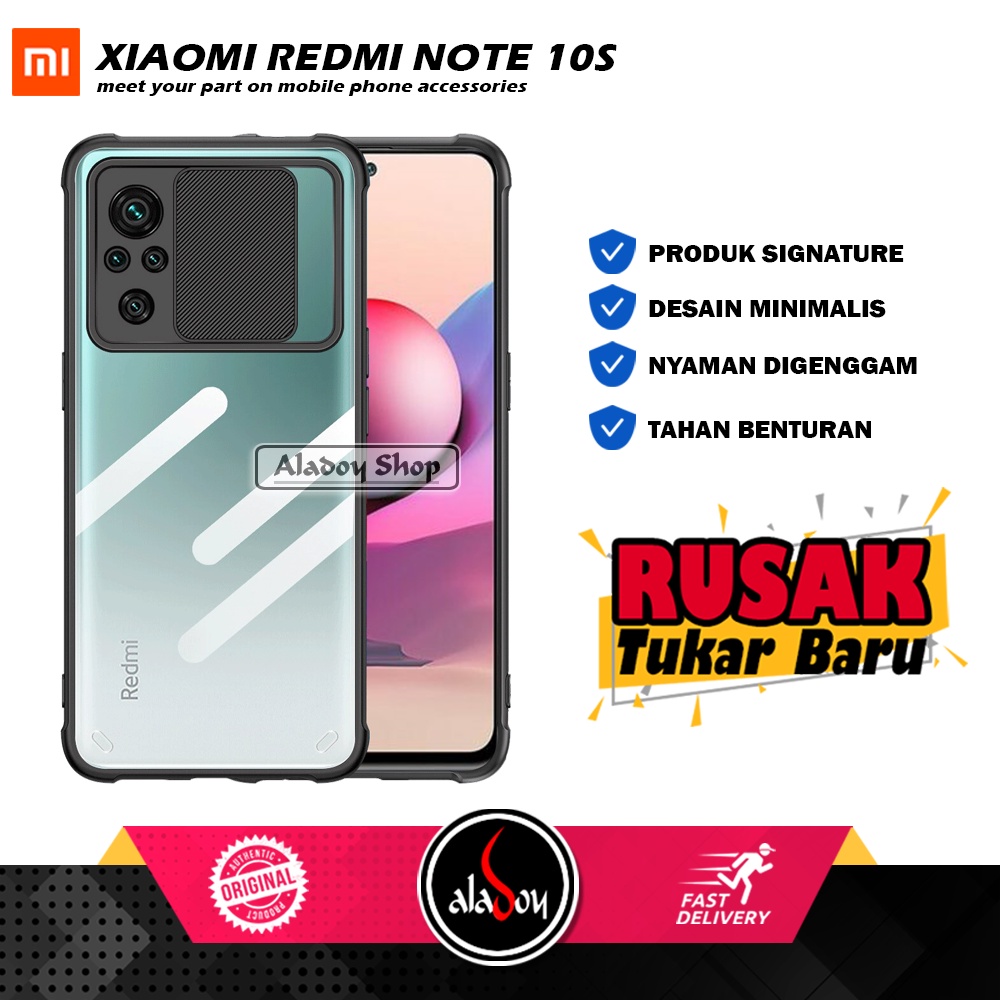 Xiaomi Redmi Note 10S Armor Case Slide Transparent Protection Camera ...
