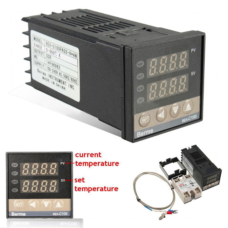 Digital 110-240V 220V AC PID REX-C100 Temperature Controller With Max.40A SSR K | Shopee Philippines