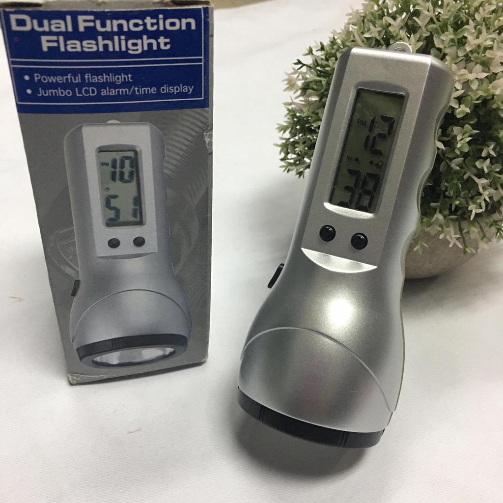 2 in 1 Portable Dual Function Torch Flashlight battery Desktop Clock ...