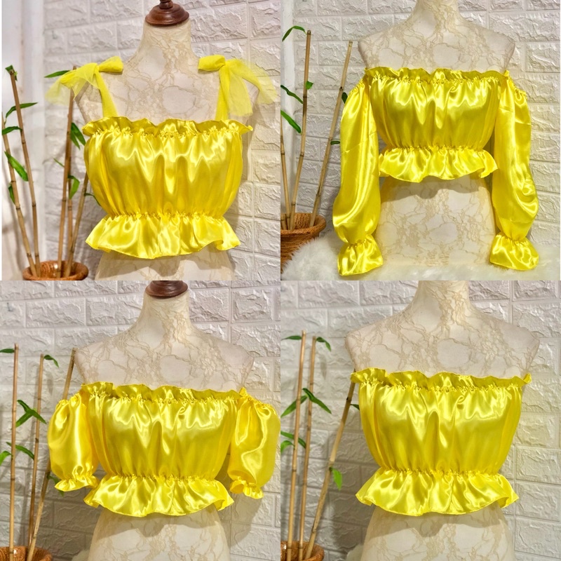 Korean Yellow Satin Silk Top Collection | Shopee Philippines