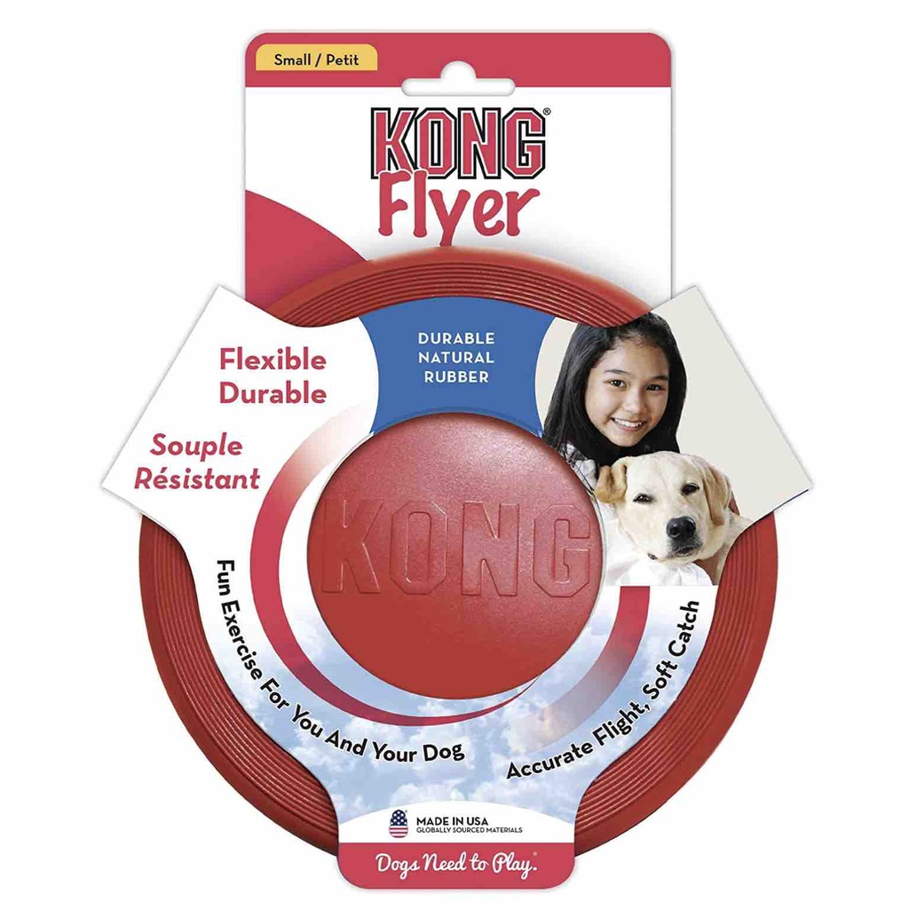 KONG - Flyer - Durable Rubber Flying Disc Dog Toy (2 sizes available ...