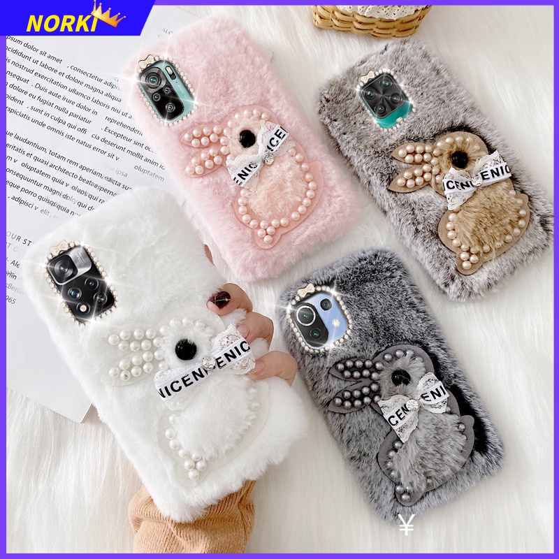 Casing For Xiaomi Redmi 14C 13C 12C 10 10A 10C 9 9C 9A 9T A3 Cute Warm Pearl Rabbit Plush Phone ...